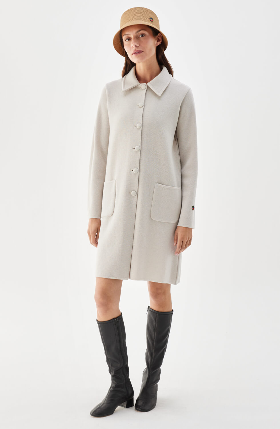 Lilli Knitted Wool Coat Silver Birch | Busnel.com