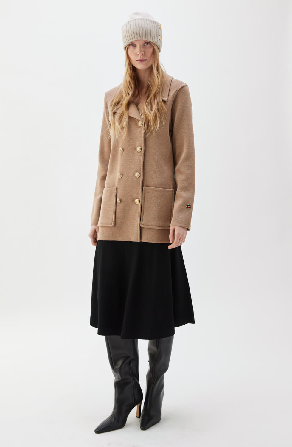 Victoria Knitted Wool Jacket Salty Caramel | Busnel.com
